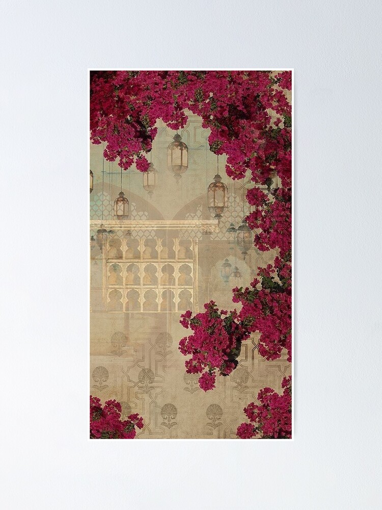 "Pink Flowers and Lamps" Poster for Sale by Scarfi | Redbubble