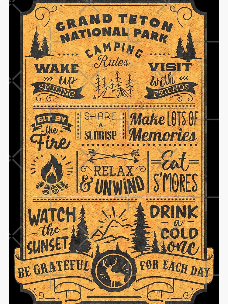 "Grand Teton National Park Camping Rules" Poster for Sale by ...