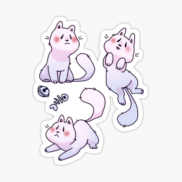 "Cute Pastel Cat Friends" Sticker for Sale by Pepper-Pod | Redbubble