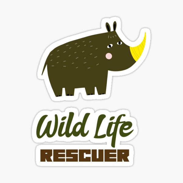 "WILDLIFE RESCUER - SAVE RHINO" Sticker for Sale by Teesite | Redbubble