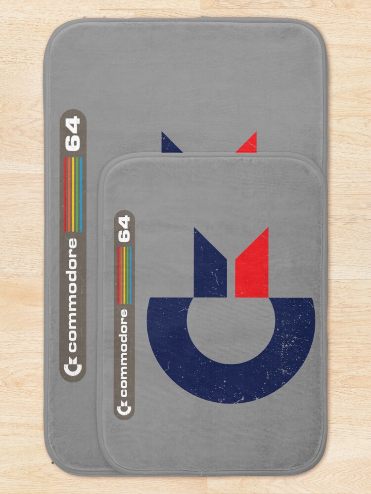 "8-bit computer retro vintage look C64 with logo" Bath Mat by Dirk4171 ...