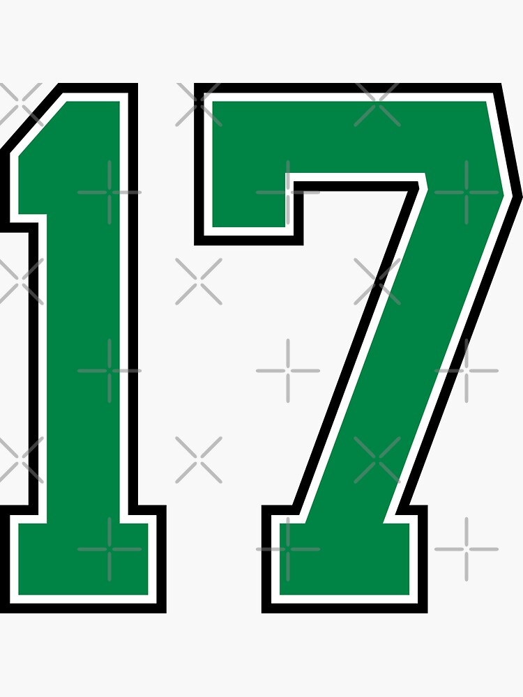 "17 number, green lucky sports seventeen" Sticker for Sale by ...