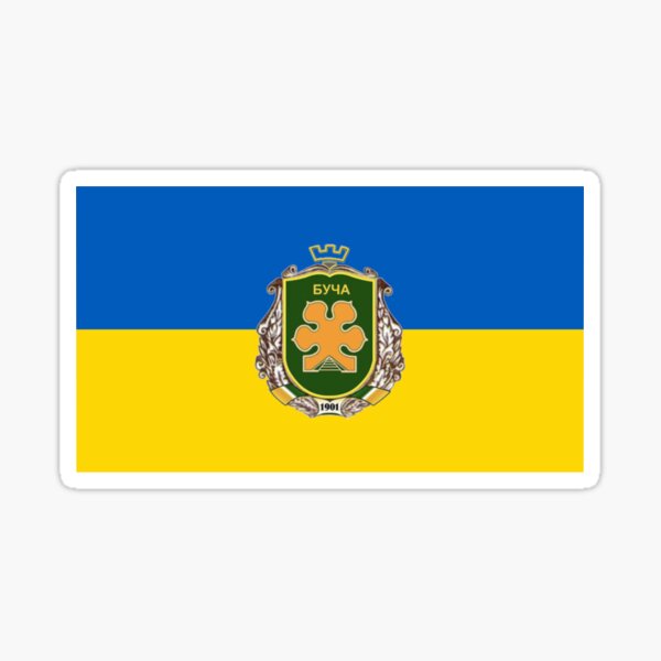 "Ukrainian flag Bucha" Sticker for Sale by NachtProduction | Redbubble