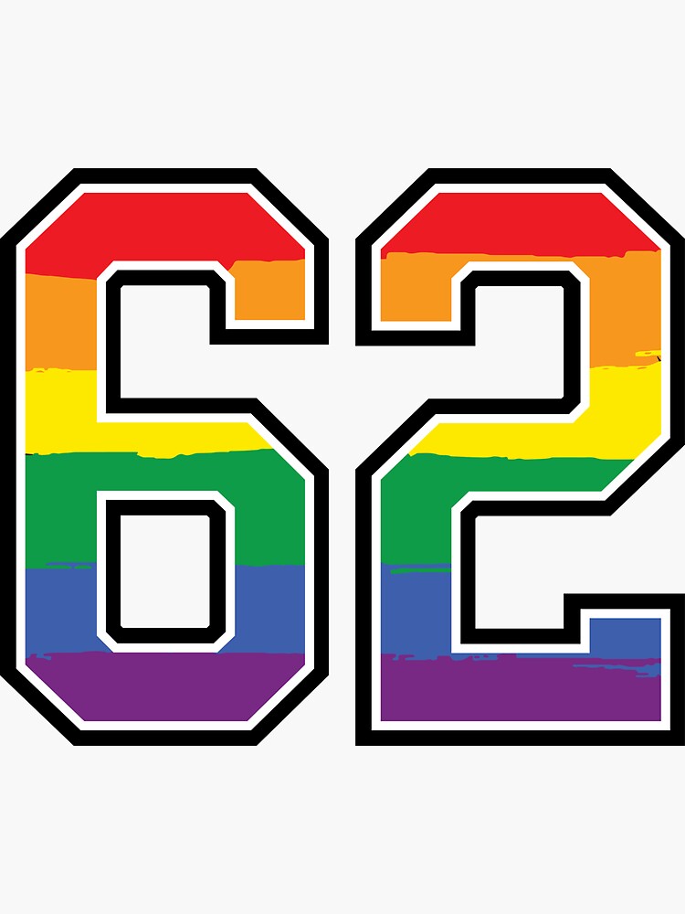 "Number 62 Rainbow LGBT pride sixty two" Sticker for Sale by ...
