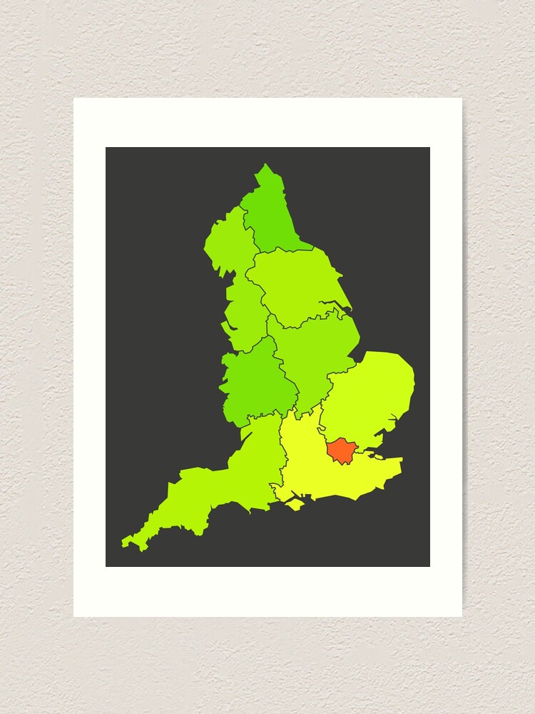 "England population heat map as color density illustration" Art Print ...