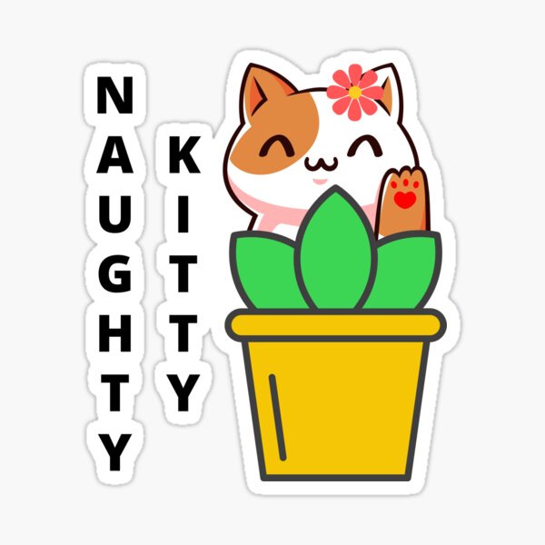 "Naughty little kitty. Cat playing with pot." Sticker for Sale by ...
