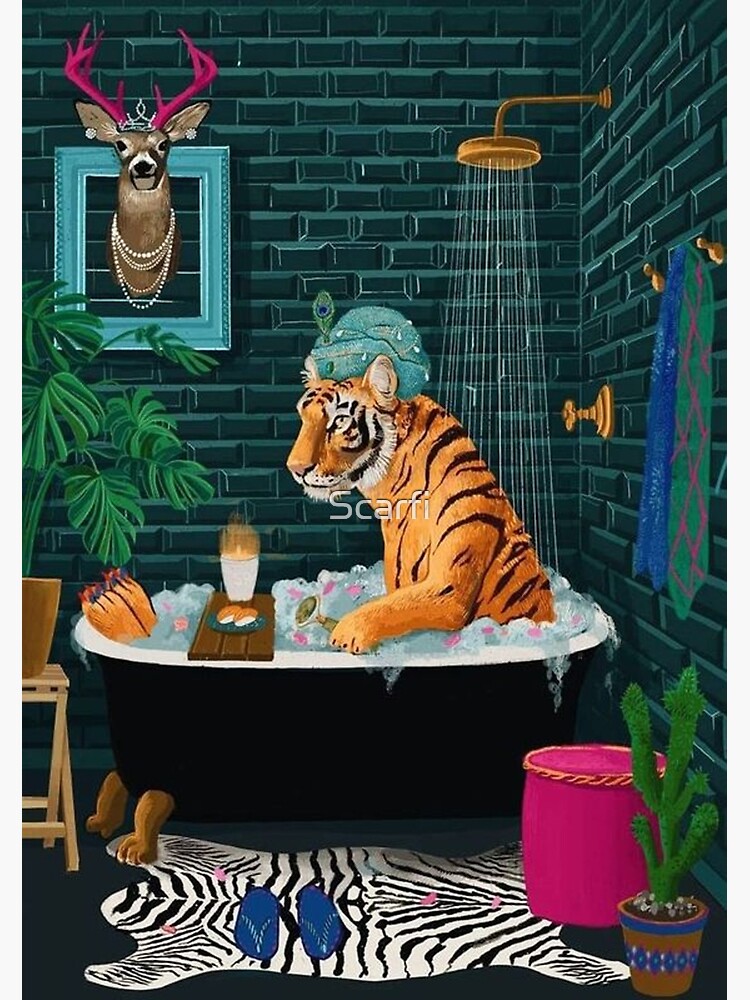 "Tiger in a bathtub" Art Print for Sale by Scarfi | Redbubble