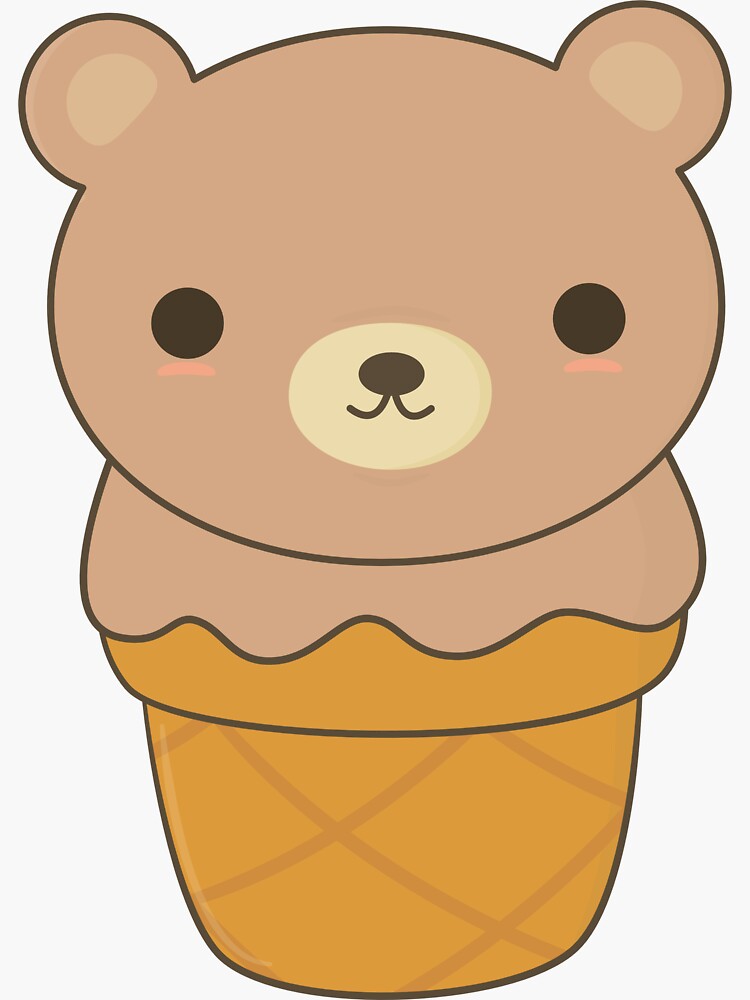 "Kawaii Cute Ice Cream Bear " Sticker for Sale by happinessinatee ...