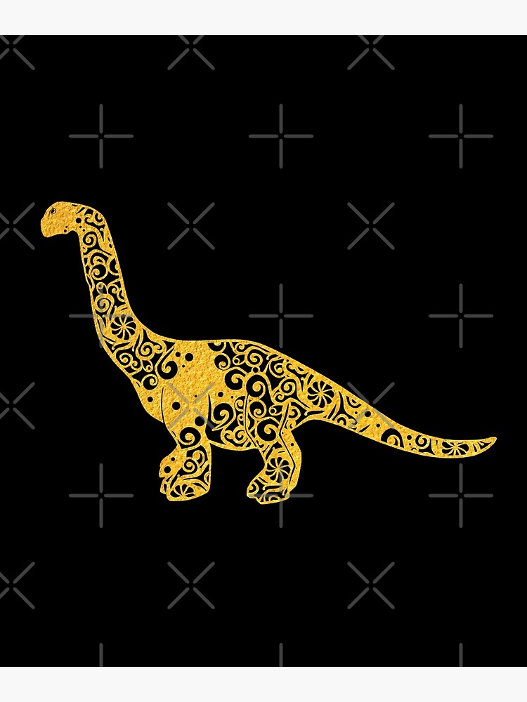 "Brontosaur Bronto Long Neck Dinosaur Gold Papercut Mandala Art" Poster ...
