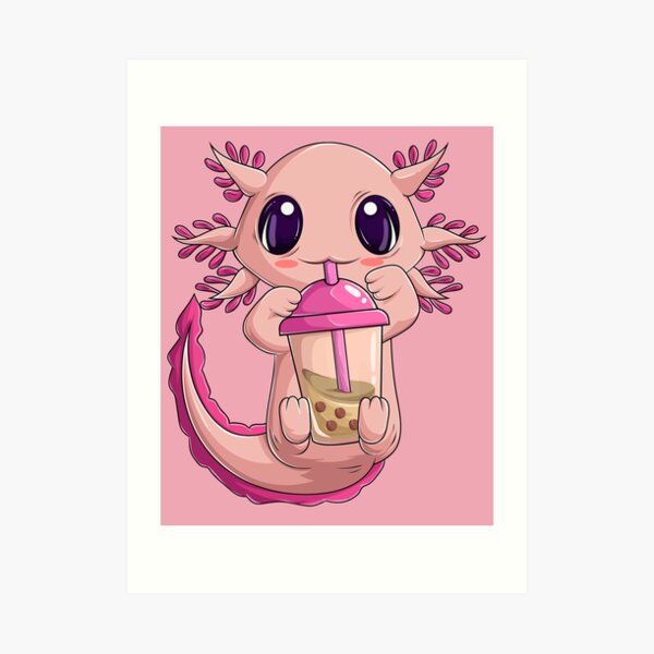 "Axolotl Drinking Boba Tea" Art Print for Sale by PoppinShirt | Redbubble