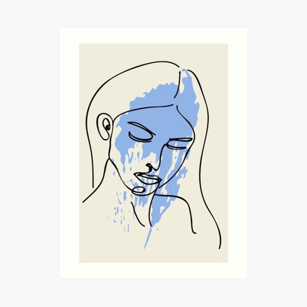 "One Line Modern Girl Line Art Print - Single Line Figure Drawing Art ...