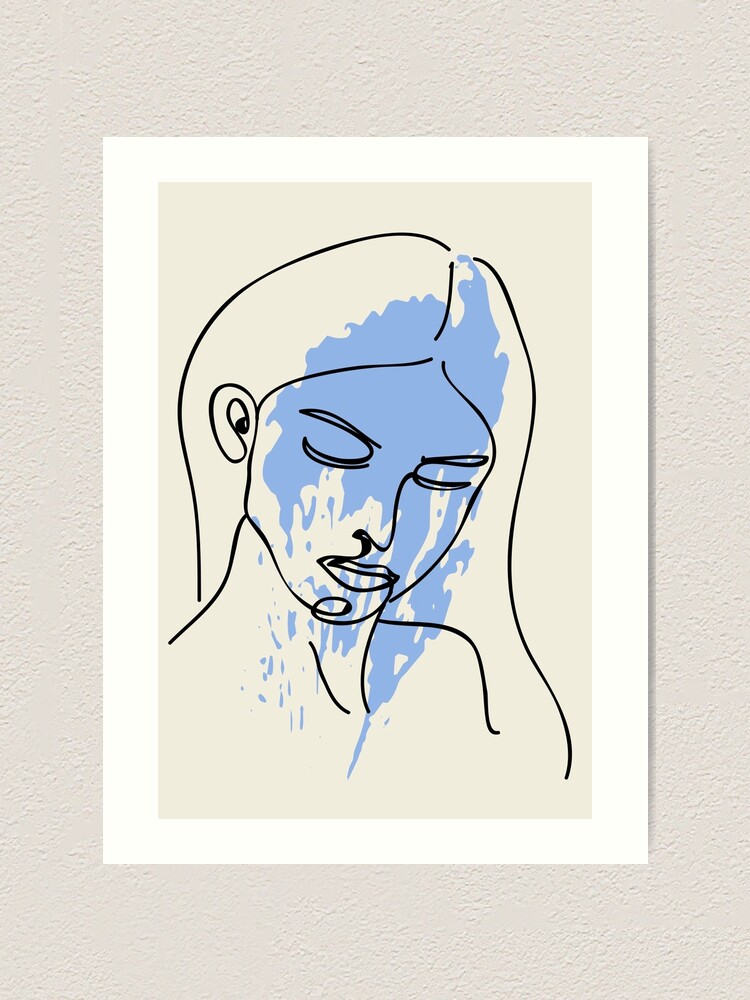 "One Line Modern Girl Line Art Print - Single Line Figure Drawing Art ...