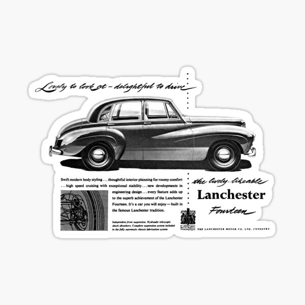 "1951 LANCHESTER FOURTEEN - ADVERT" Sticker for Sale by ThrowbackM3 ...