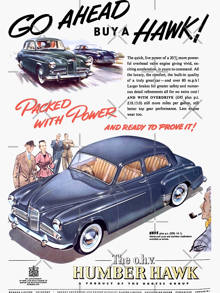 "HUMBER HAWK - ADVERT" Sticker for Sale by ThrowbackM3 | Redbubble