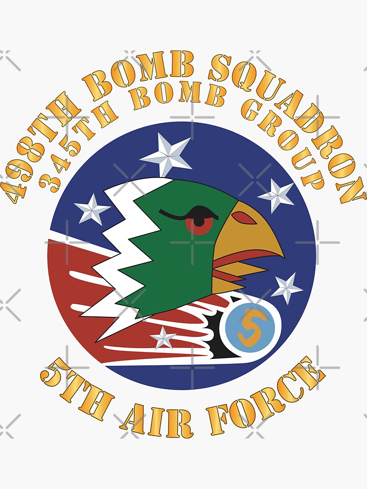 "SSI - AAF - 5th AF - 345th BG - 498th Bomb Squadron X 300" Sticker for ...