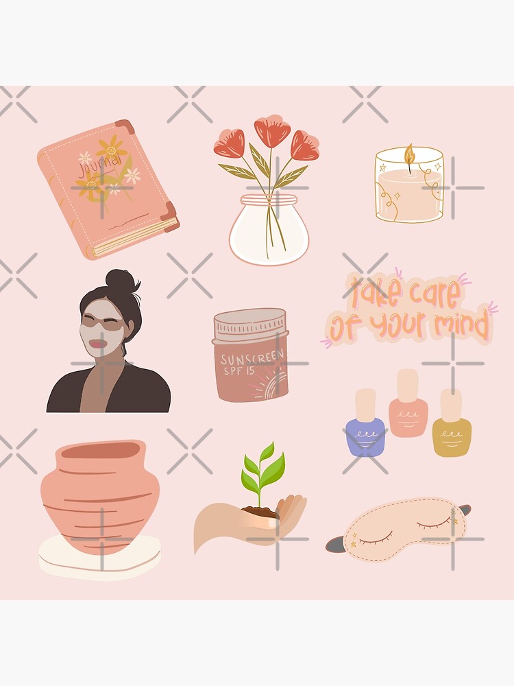 "Self-care essentials, sticker pack" Poster for Sale by beskrajem ...