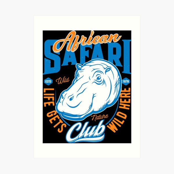 "African Safari - Design with African Safari and a Hippo" Art Print for ...