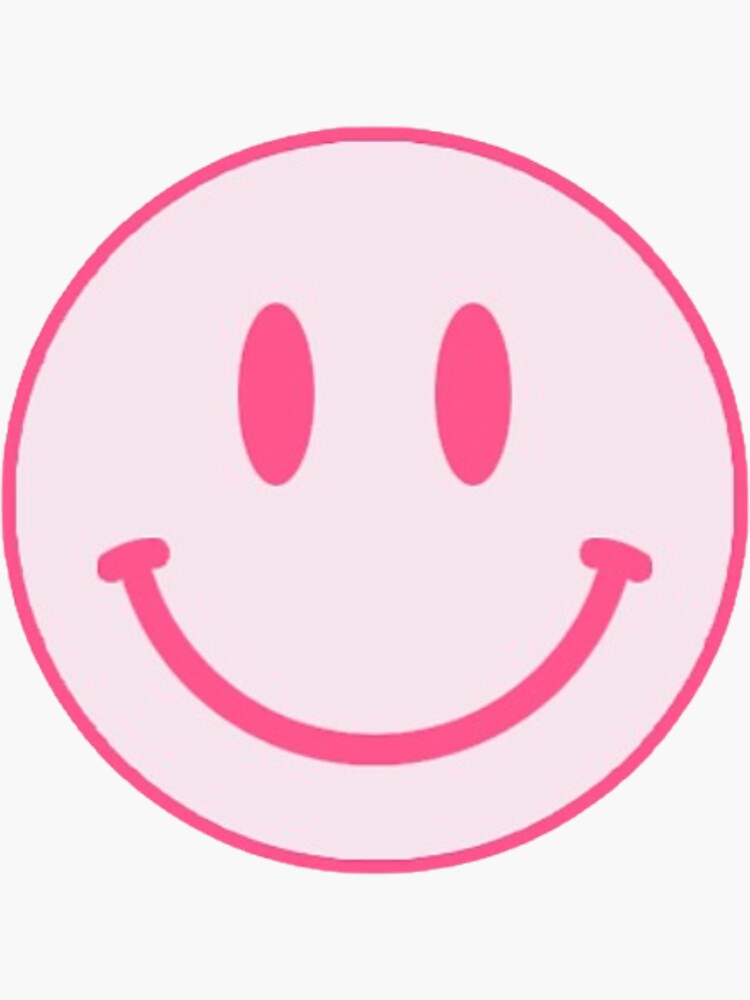 "pink smiley face" Sticker for Sale by FreshPrintzz | Redbubble
