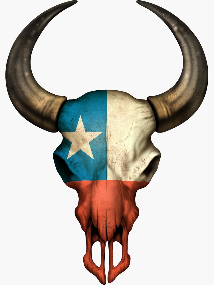 "Chilean Flag Bull Skull" Sticker by JeffBartels | Redbubble