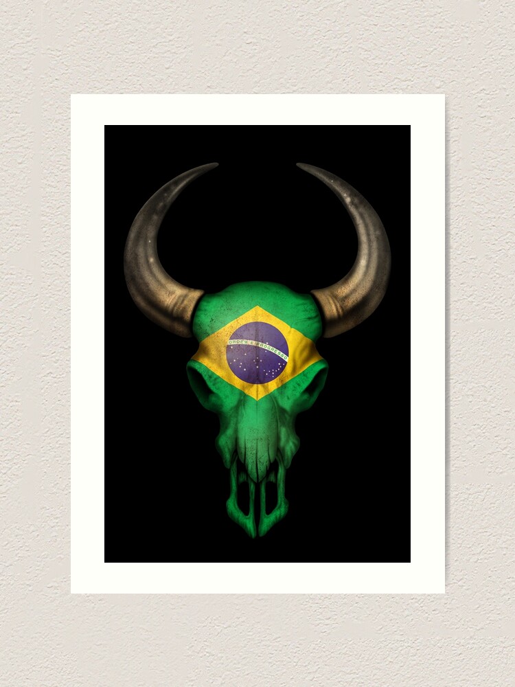 "Brazilian Flag Bull Skull" Art Print for Sale by JeffBartels | Redbubble