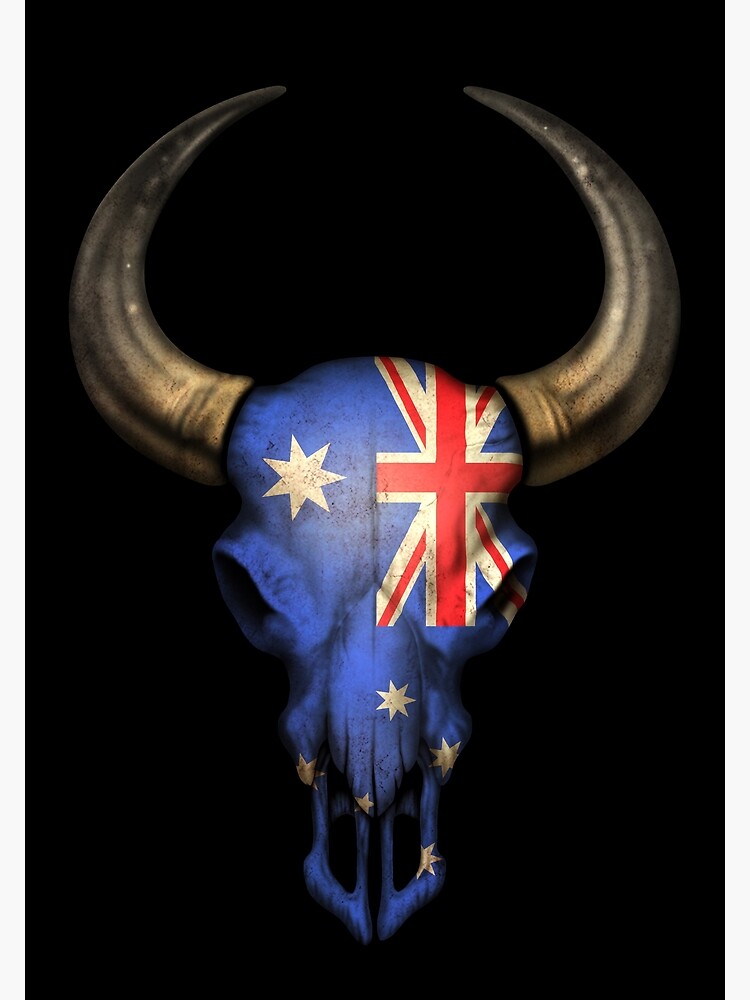 "Australian Flag Bull Skull" Poster by JeffBartels | Redbubble