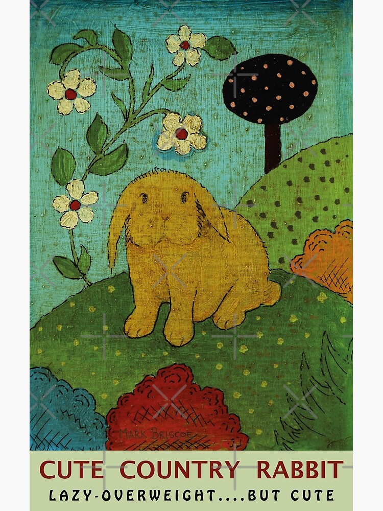 "folk art rabbit, naive art painting of bunny" Poster for Sale by ...