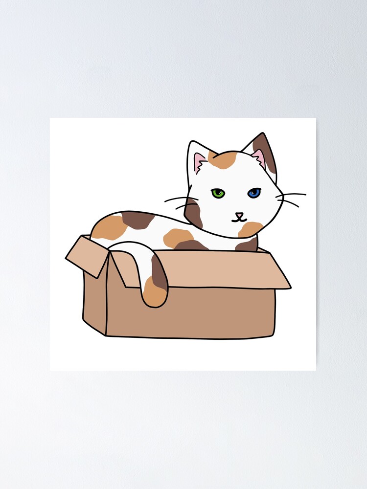 "Calico Cat in a Box" Poster for Sale by StickerHome | Redbubble