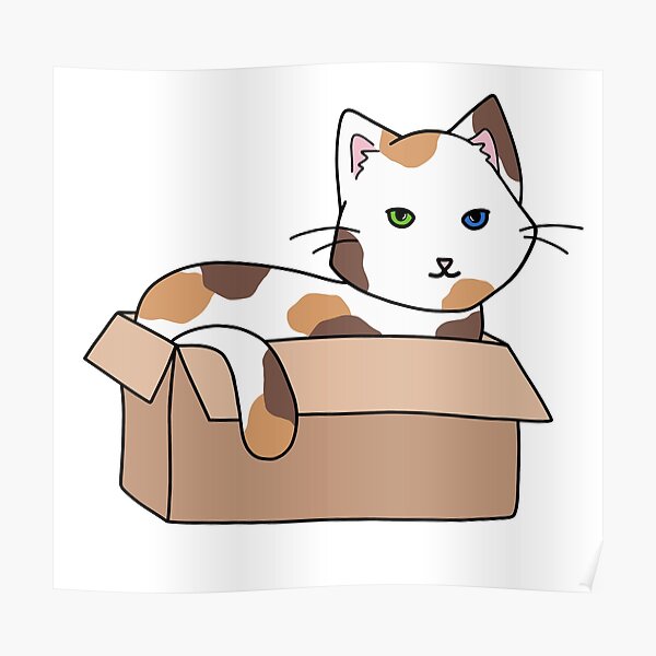 "Calico Cat in a Box" Poster for Sale by StickerHome | Redbubble