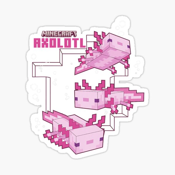 "Minecraft Pink Axolotl Pond" Sticker for Sale by violetwildebees ...