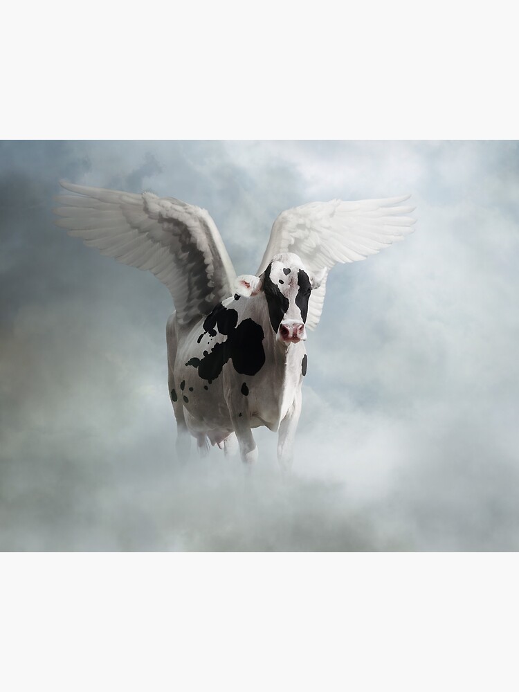 "'When Cows Fly' - Winged Pegasus Cow in the Clouds" Poster for Sale by ...