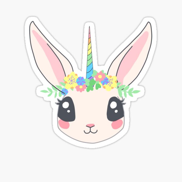 "Cute pink rabbit " Sticker for Sale by Mialunaa | Redbubble