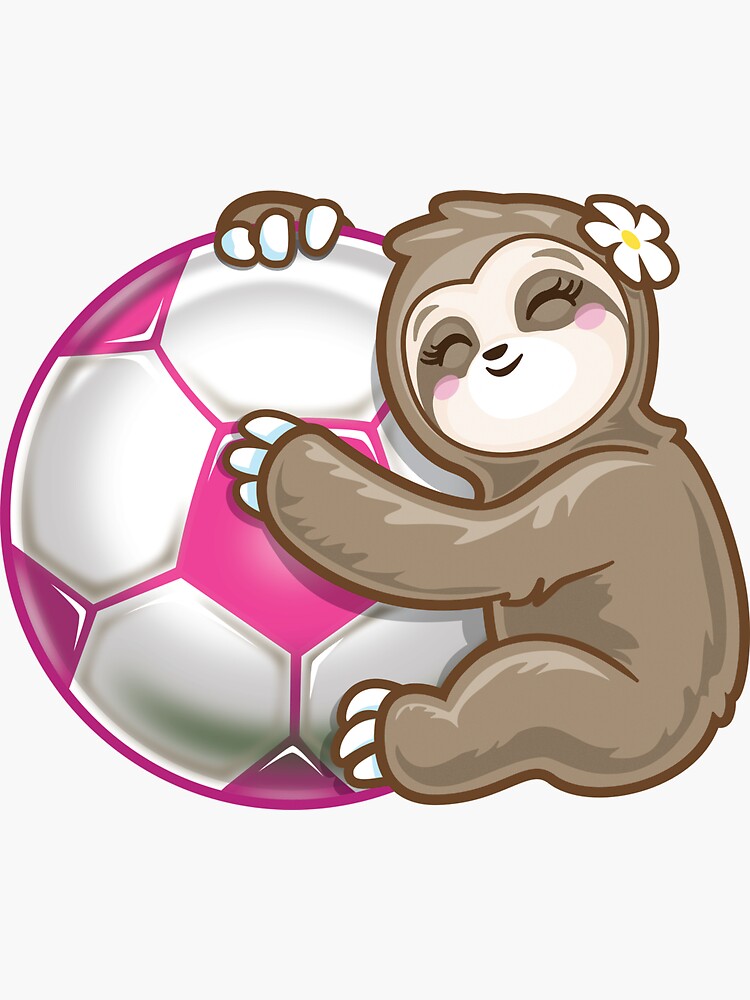 "Girls Soccer Sloth hugging Pink Ball" Sticker for Sale by Zzzsloth ...