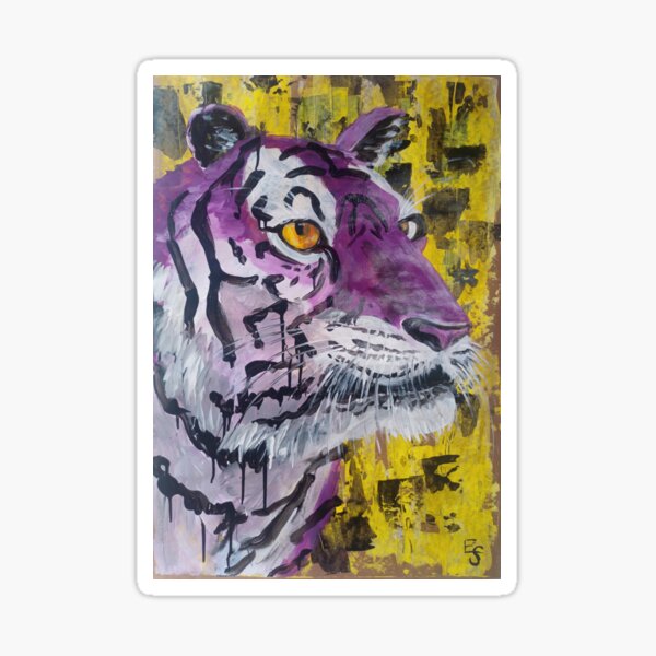 "Purple Tiger" Sticker by evelyn-at-work | Redbubble