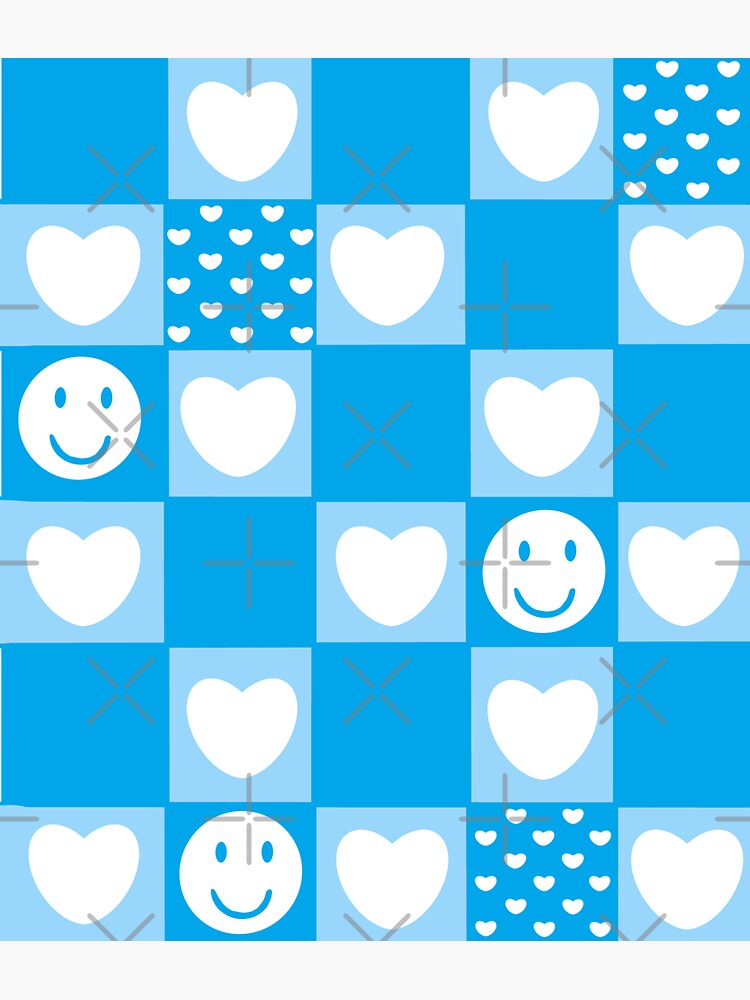 "checkered print hearts pattern blue" Sticker for Sale by mariahmdesign ...
