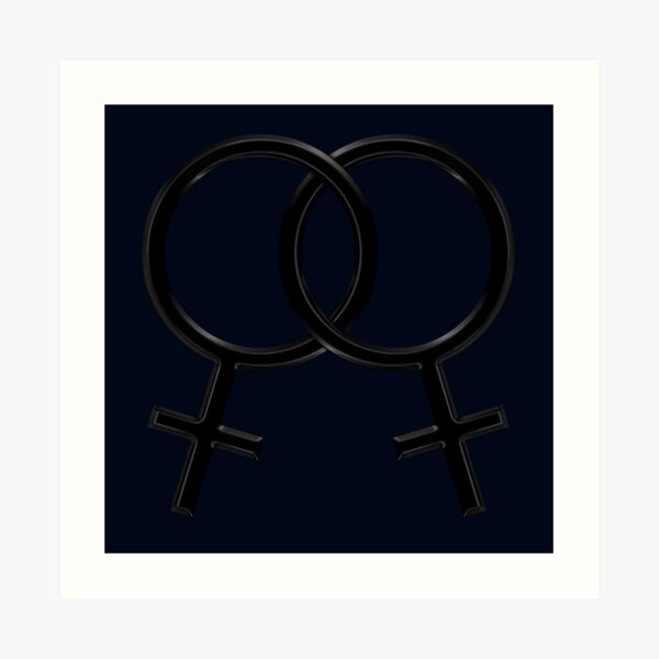 "Two Interlocking Female Symbols (black design - blue background)" Art ...