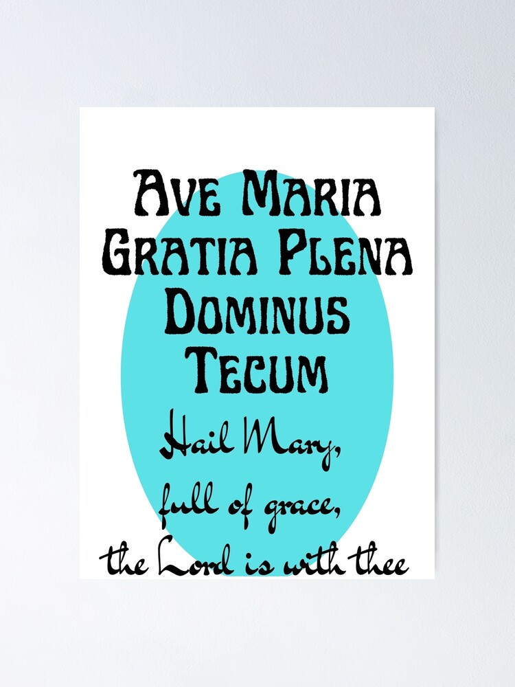 "Latin Hail Mary Prayer, Ave Maria in Latin and English, Blue ...