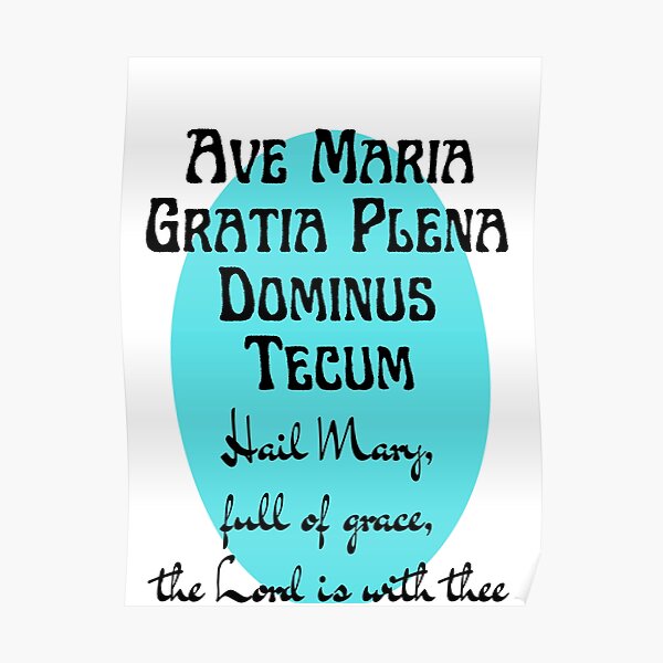 "Latin Hail Mary Prayer, Ave Maria in Latin and English, Blue ...