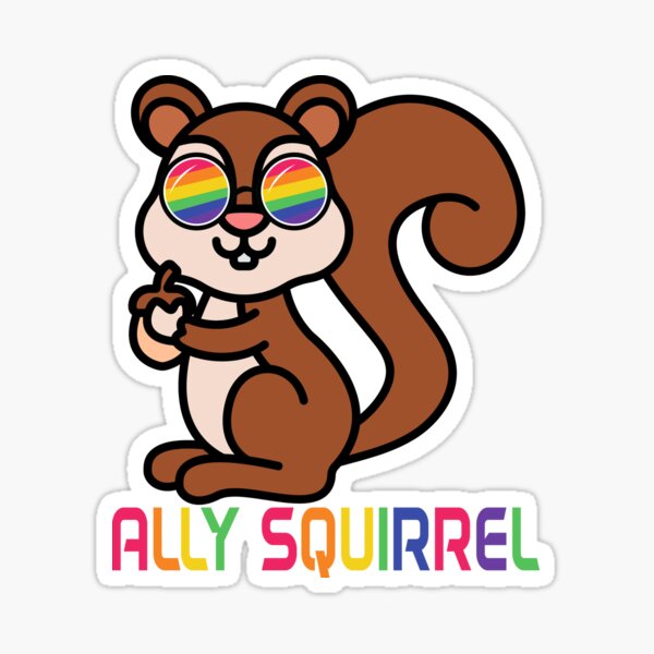 "Ally Squirrel Wearing Glasses Rainbow LGBT Pride" Sticker for Sale by ...