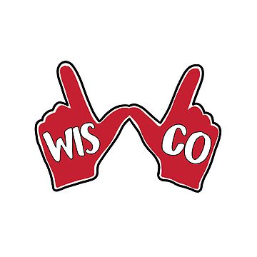 "WISCO University of Wisconsin "W" Hands Red Wisconsin Logo" Sticker ...