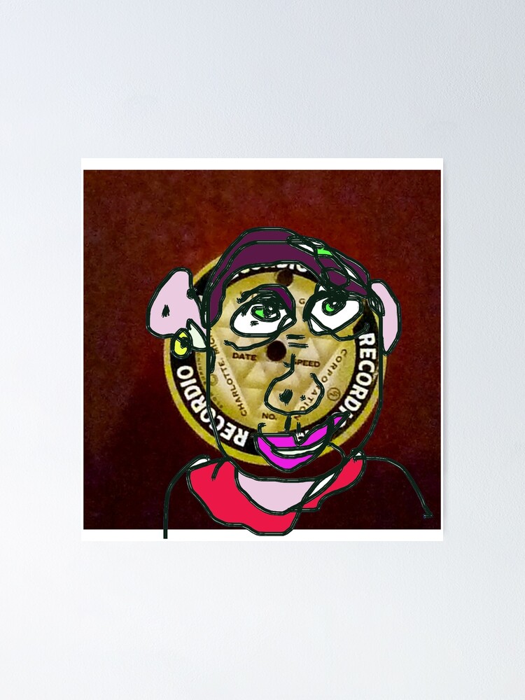"Green eyed lady with colored shellac record and label" Poster for Sale ...