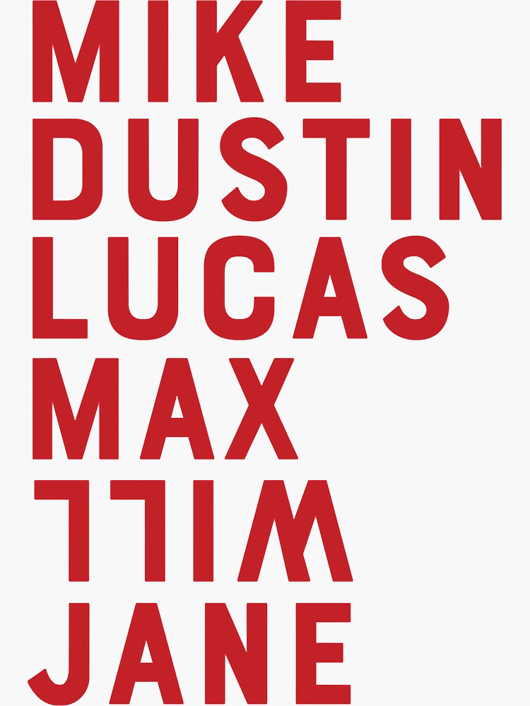 "Stranger Things List of Names Season 2" Sticker for Sale by ...