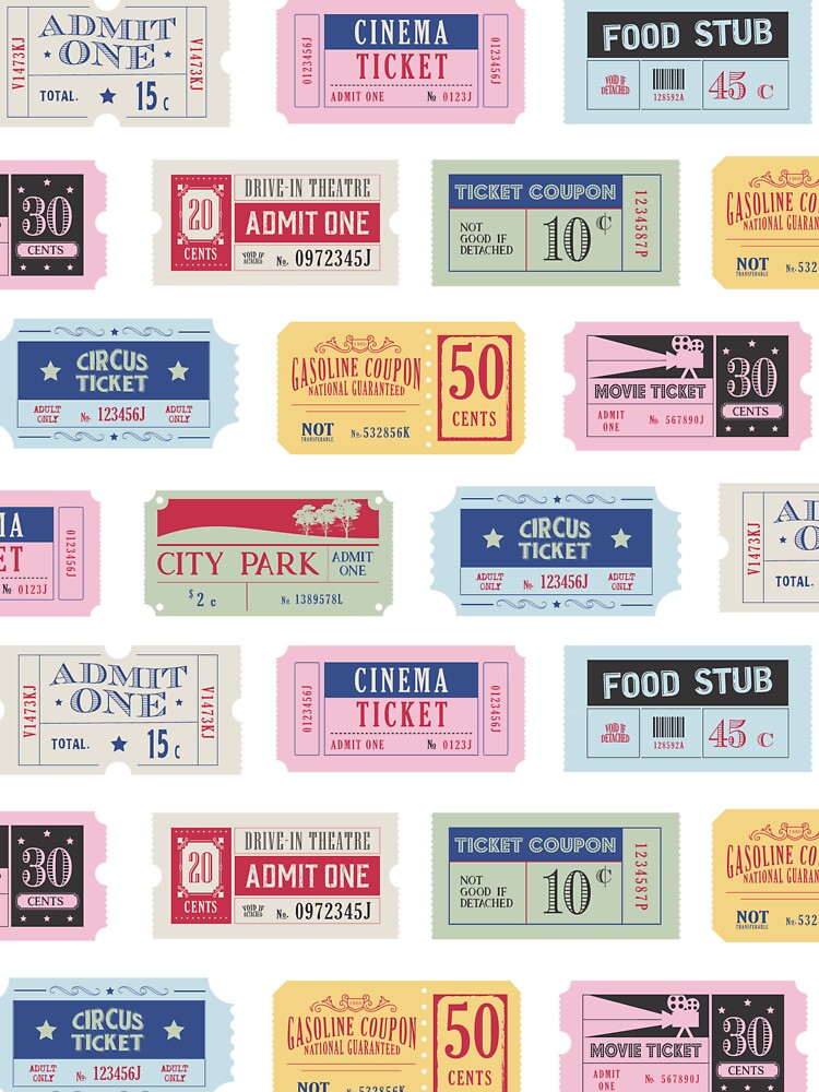 "Ticket Collage" Sticker for Sale by Lexanna | Redbubble