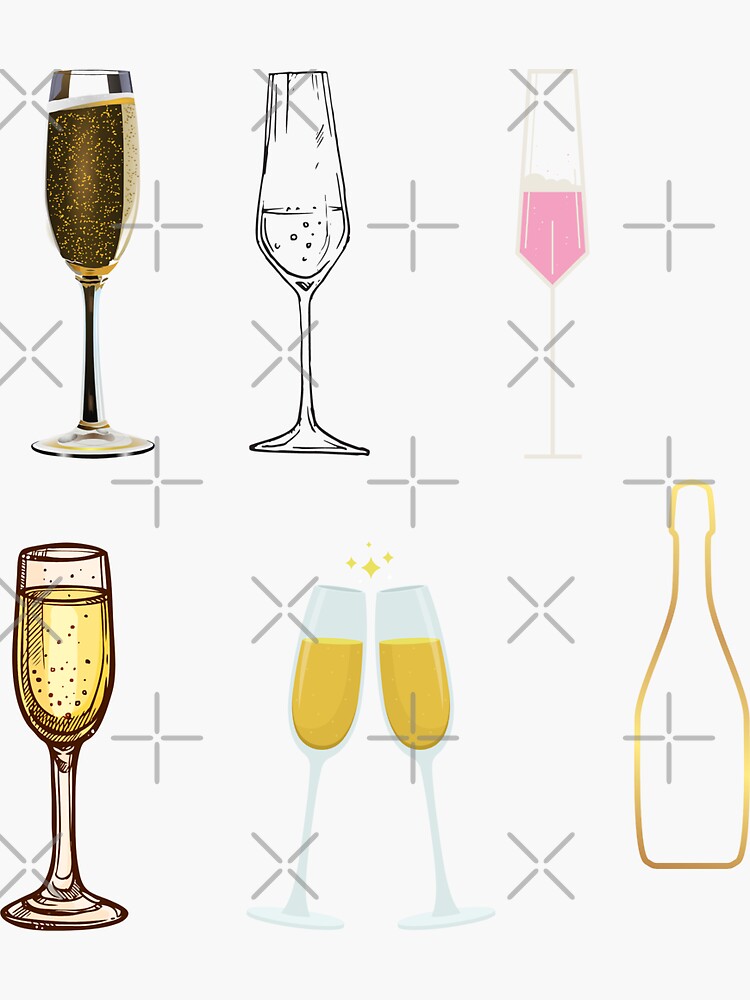 "Champaign glasses - set of 6 " Sticker for Sale by Starcavedori ...