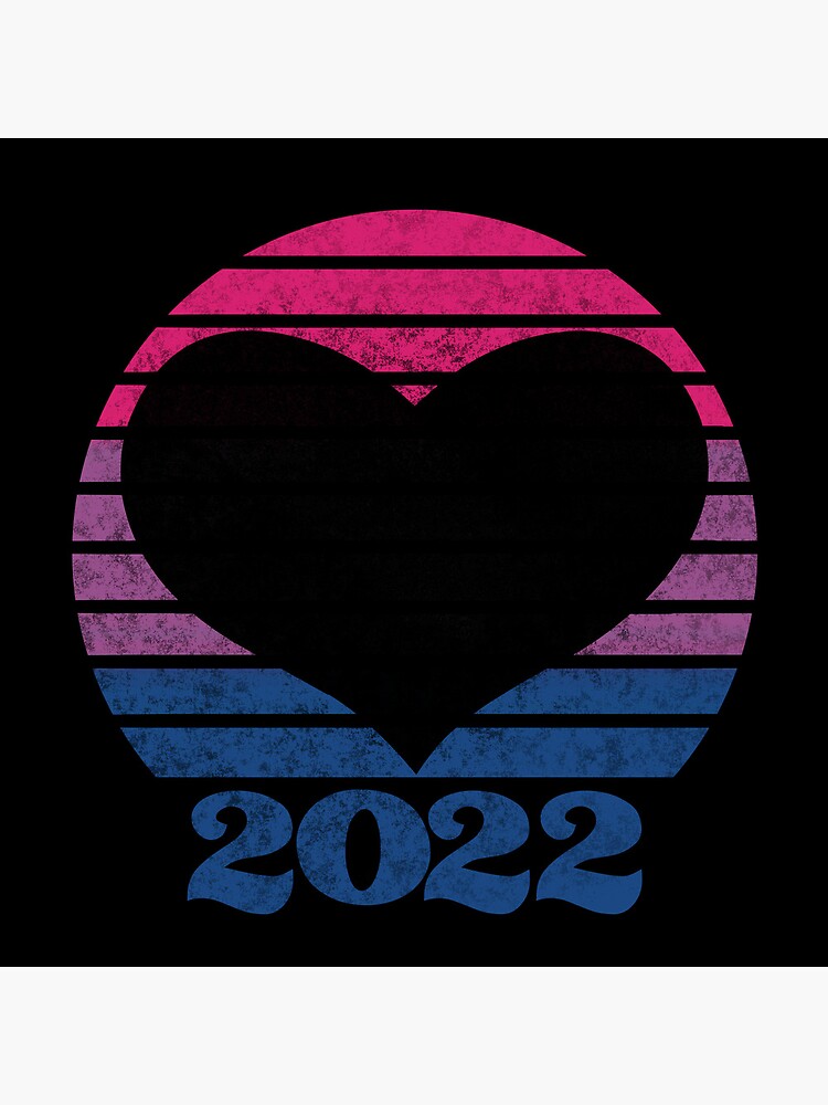 "2022 Bi Pride Flag Inspired Retro Sunset with heart silhouette" Clock ...