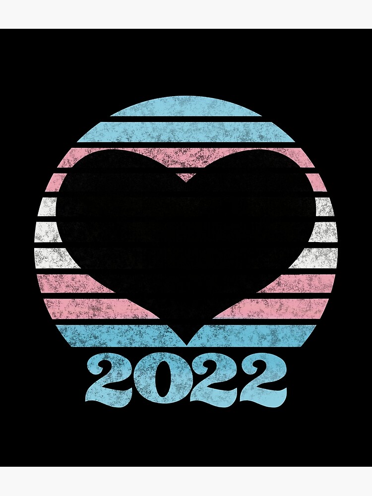 "2022 Trans Pride Flag Inspired Retro Sunset with heart silhouette ...