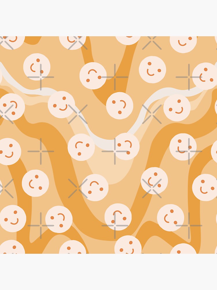 Cute Retro Style Happy Smiley Face Print Pattern Sticker For Sale By Succimucci Redbubble