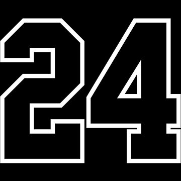 "Jersey Number 24 Twenty-Four Red Black Sporty Classic T-Shirt" Sticker ...
