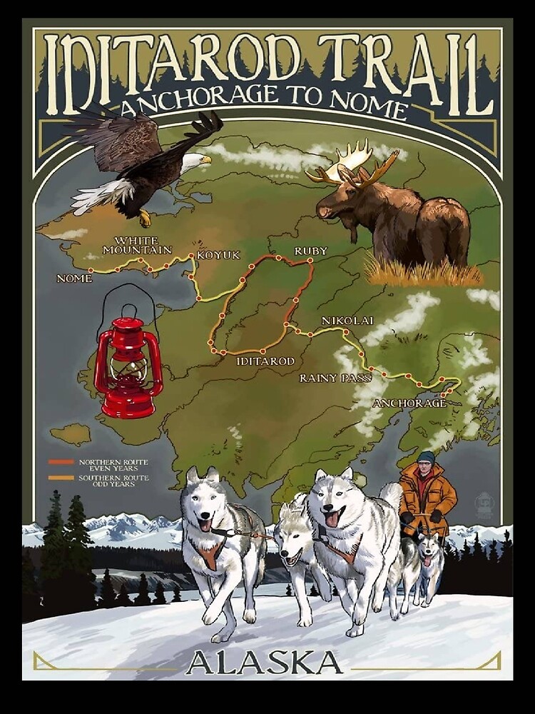 IDITAROD TRAIL Vintage wild Alaska promote poster 31 Premium Matte ...