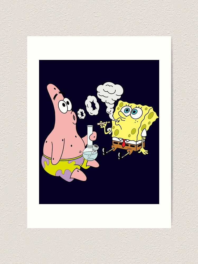 Lámina artística «Bob Esponja y Patricio Fumando Cannabis Arte de ...