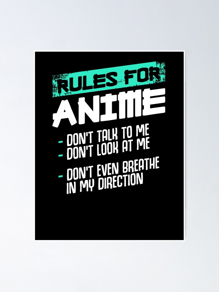 "Rules For Anime Manga Kawaii Otaku Japanese Kanji Waifu" Poster for ...